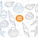 Shell Line Art Digital Clipart, Shell Line Drawing, Shell Svg, Shell ...