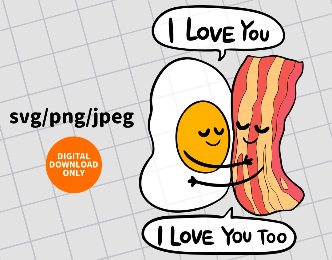 Bacon and Egg Clipart, Instant Download Bacon Egg, Kawaii Bacon Egg, I ...