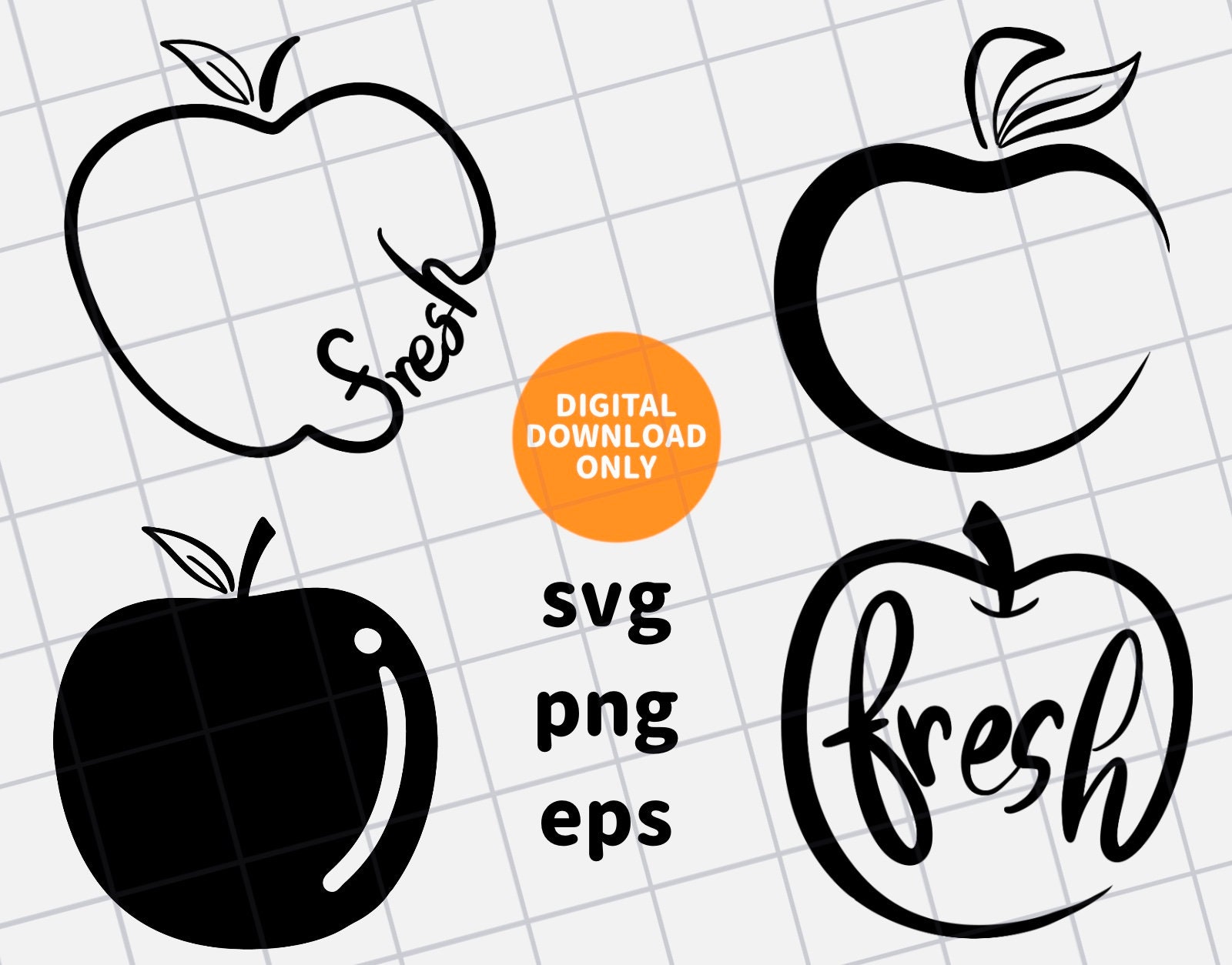 Apple Svg Png Eps, Simple Apple Clipart, Apple Logo, Instant Download ...