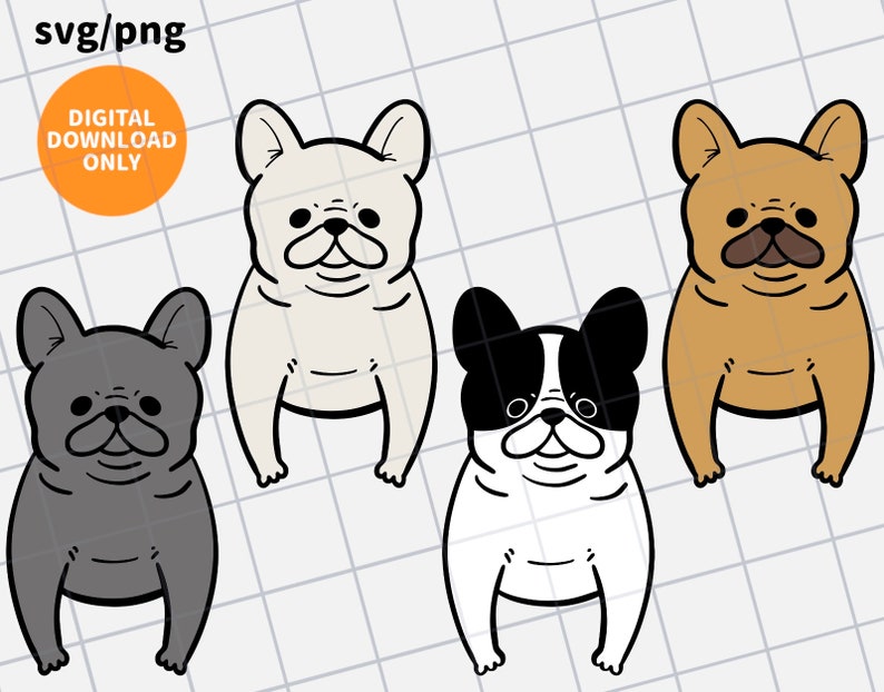 French Bulldog Cute Digital Clipart, Frenchbulldog Png Svg, French ...
