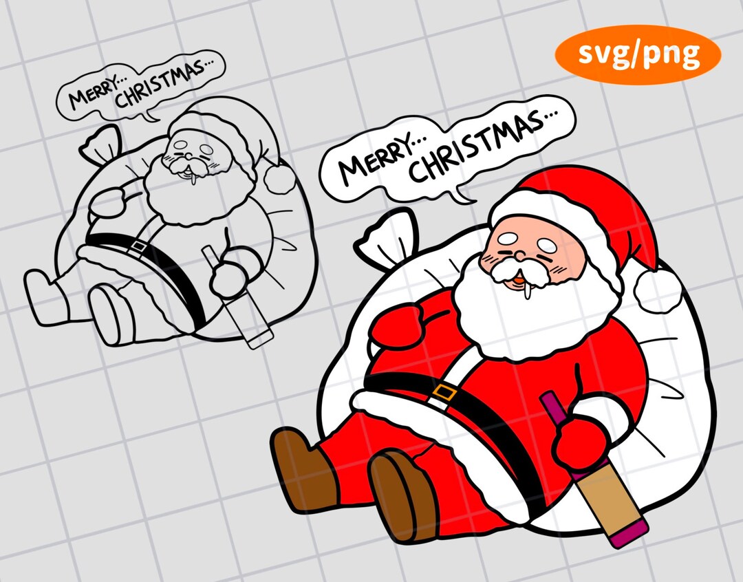 Drunk Santa Digital Illustration,christmas Funny Santa,santa Svg,santa ...