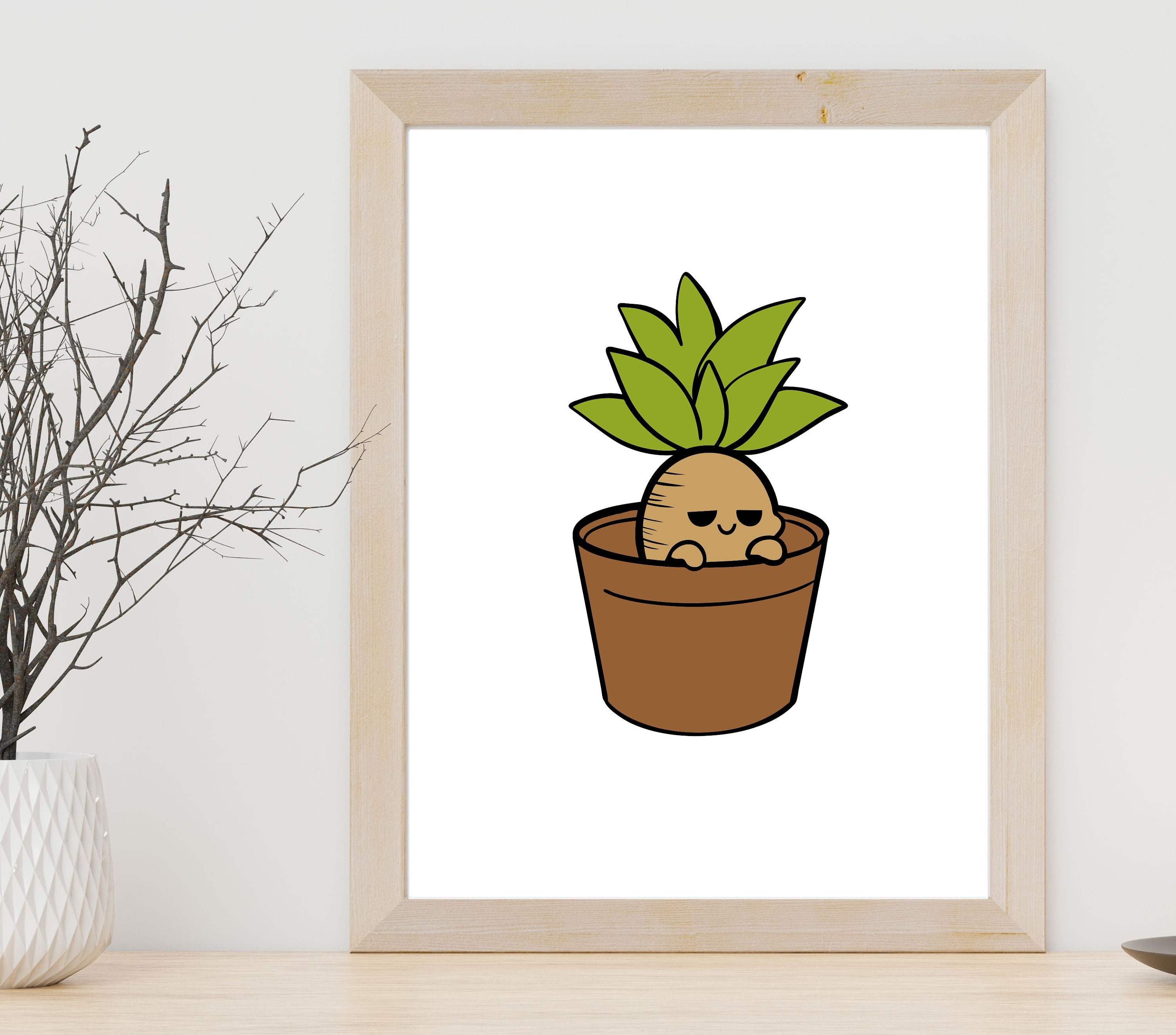 Cute Mandrake Digital Clipart, Baby Mandrake Illustration, Kawaii ...