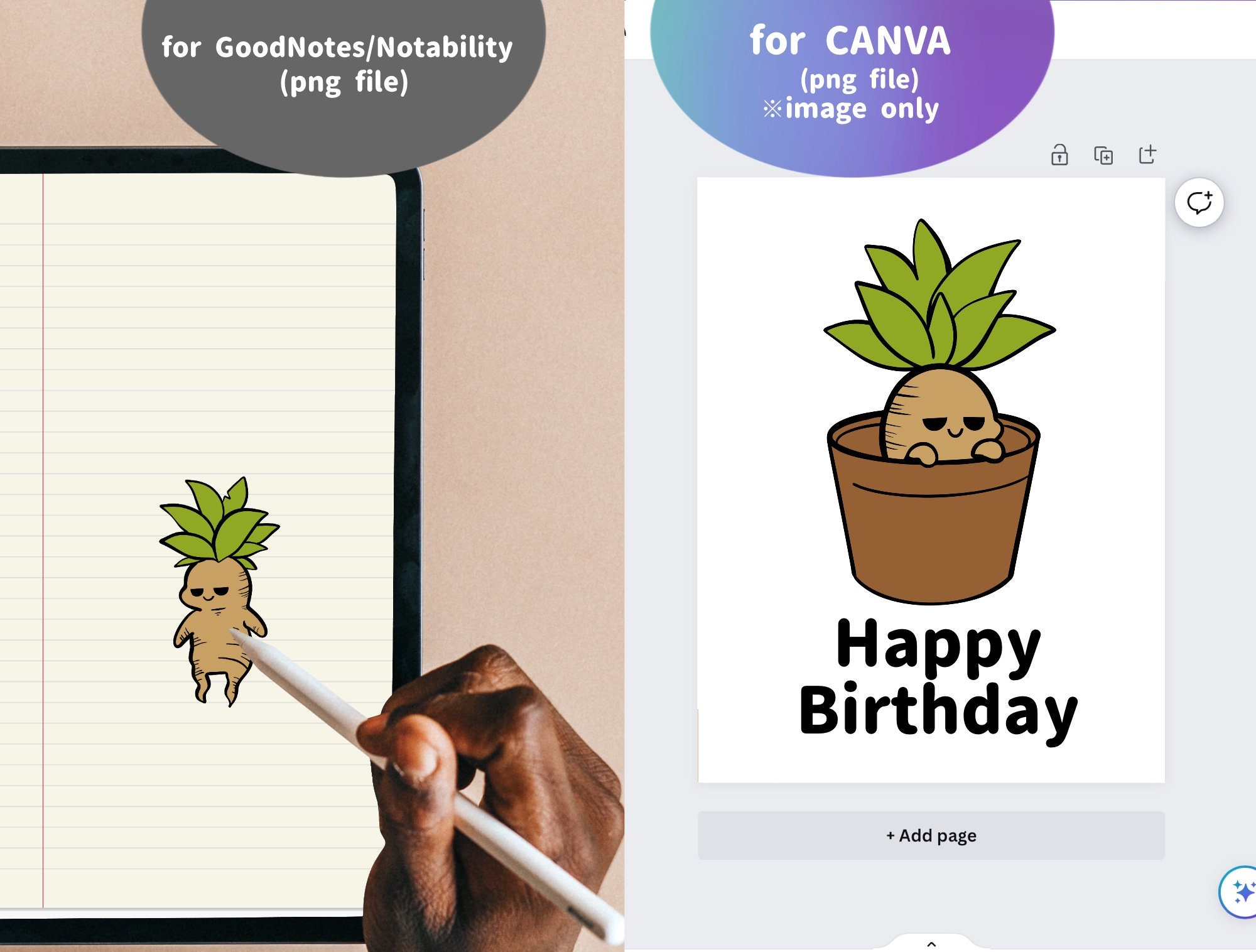 Cute Mandrake Digital Clipart, Baby Mandrake Illustration, Kawaii ...