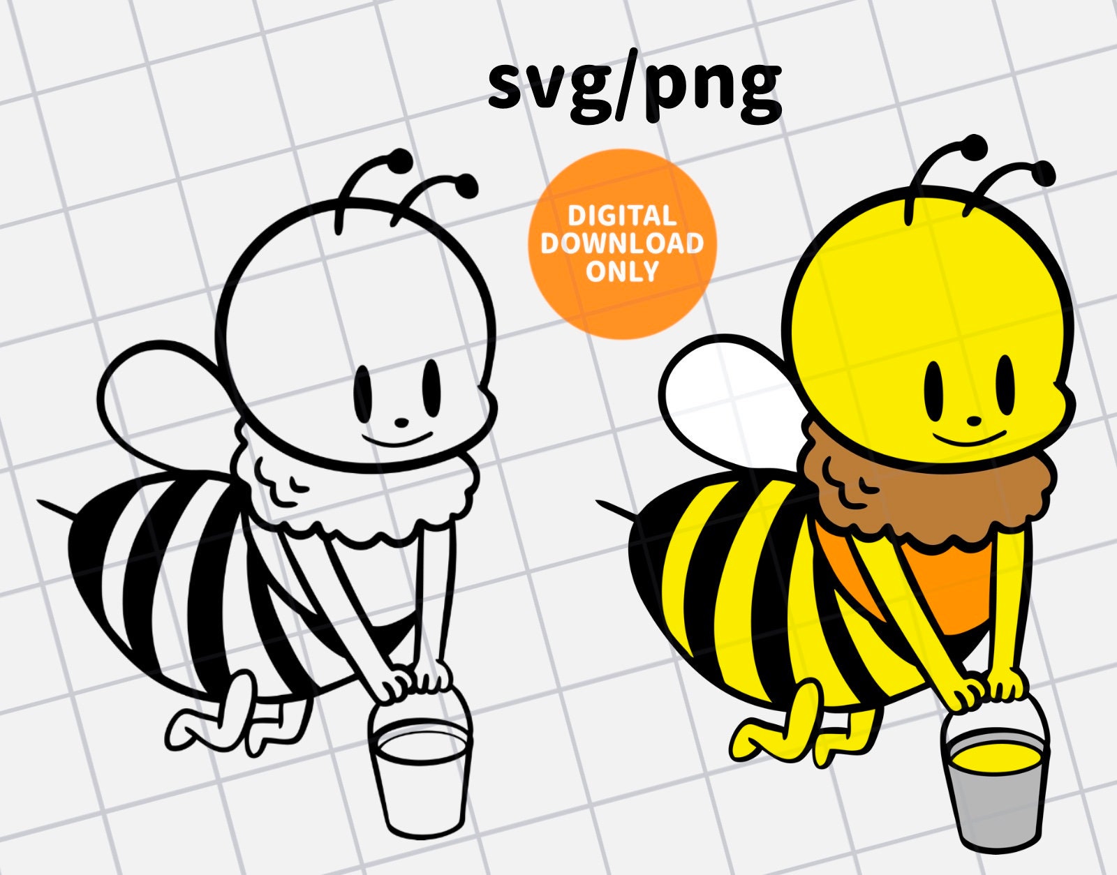 Cute Honey Bee SVG PNG, Bee Layered Clip Art, Kawaii Bee Instant ...
