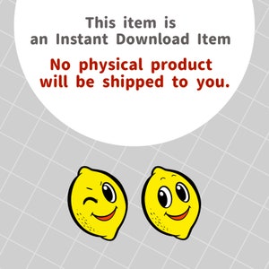 Lemon Character Clipart, Lemon Face Digital Instant Download, Lemon ...