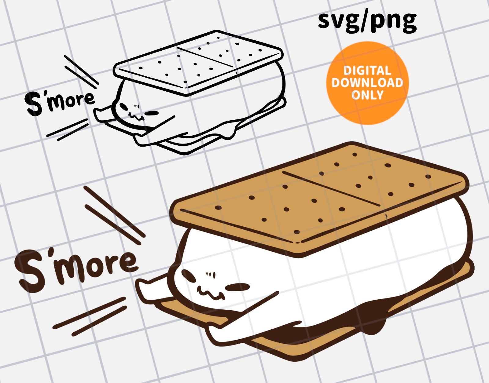 Cute S'more Marshmallow SVG PNG Clipart, Digital Download, Kawaii S ...