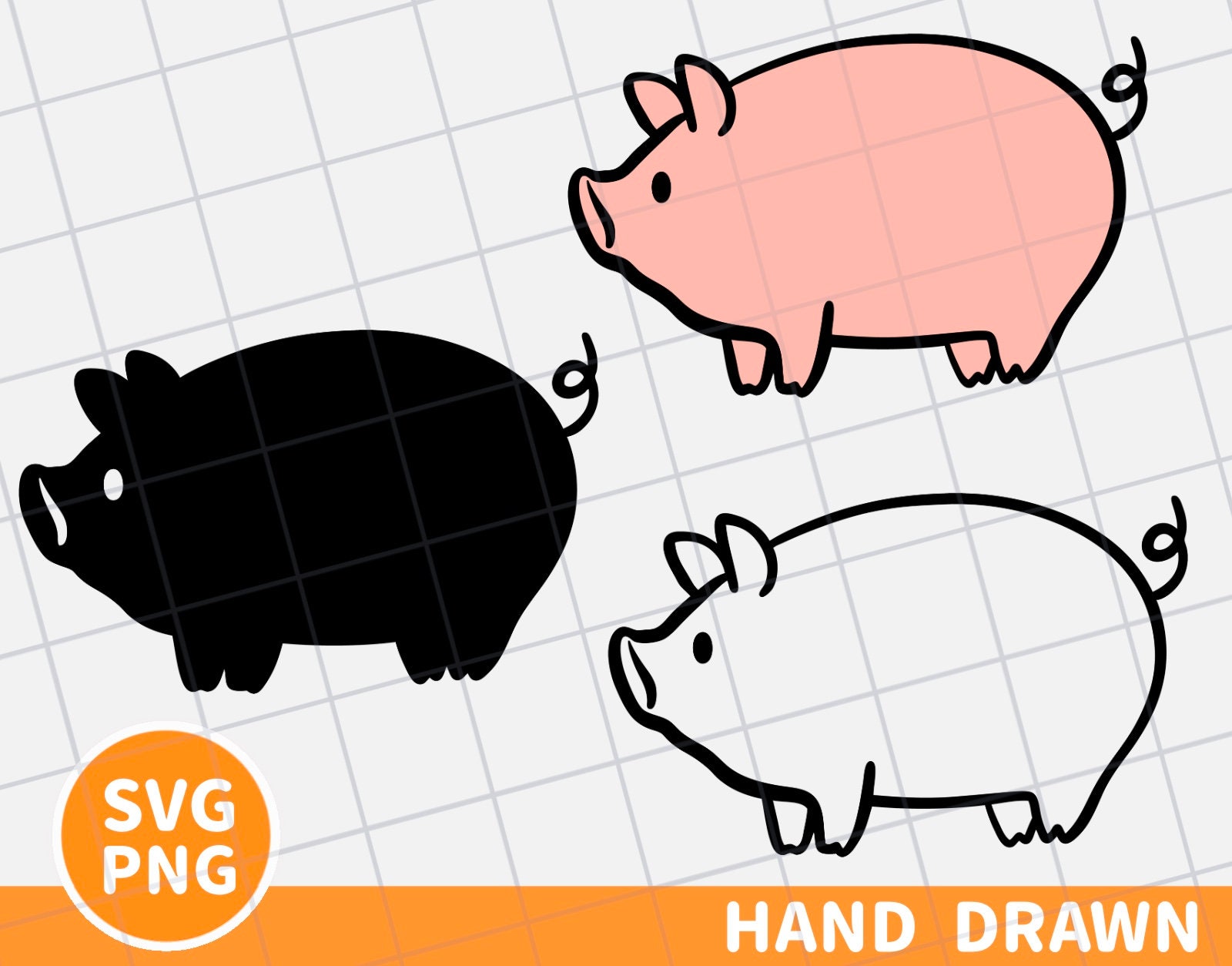 Pig Digital Clipart, Pig Logo, Pig Svg, Pig Png, Piggies Printables ...
