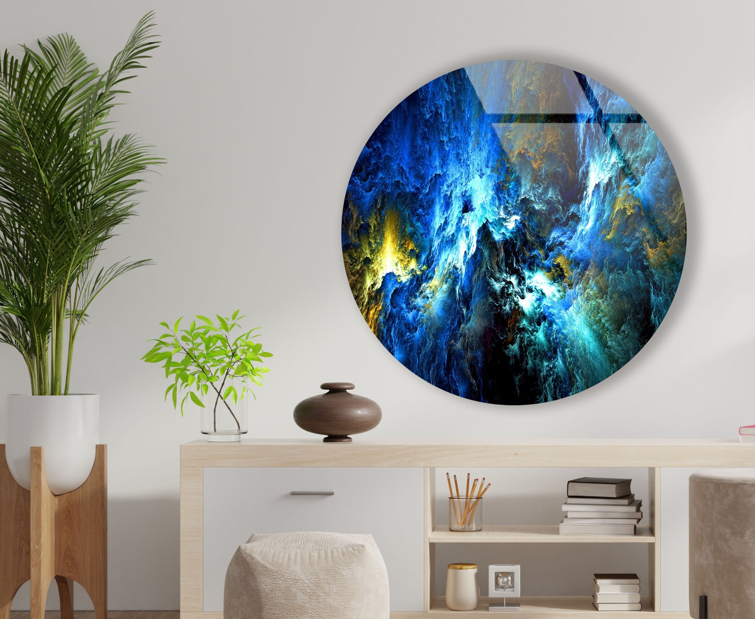 Tempered Glass Wall Art-round Wall Art Gift-circle Wall - Etsy