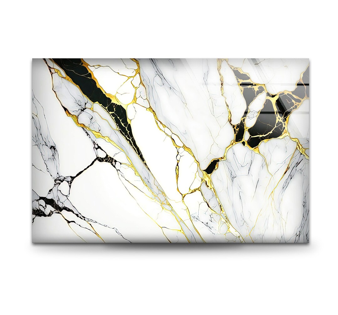 Tempered Glass Wall Art-gold Marble Wall Art Gift-abstract - Etsy