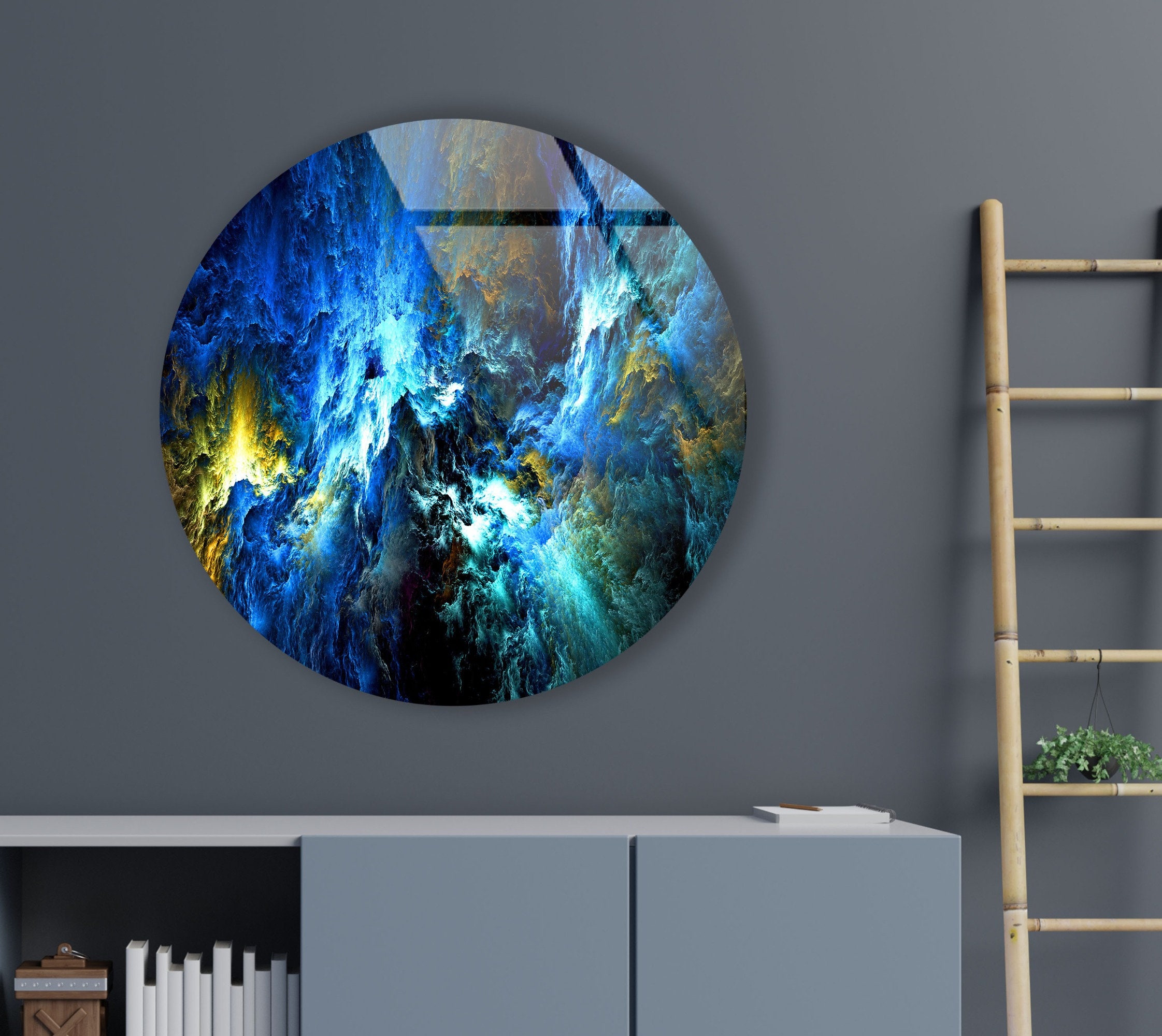 Tempered Glass Wall Art-round Wall Art Gift-circle Wall - Etsy