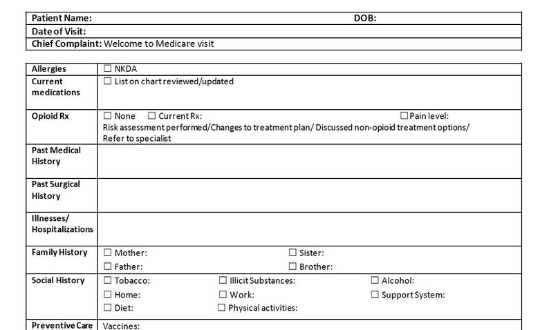 Medicare Wellness Visit, SOAP Note, Digital Download - Etsy