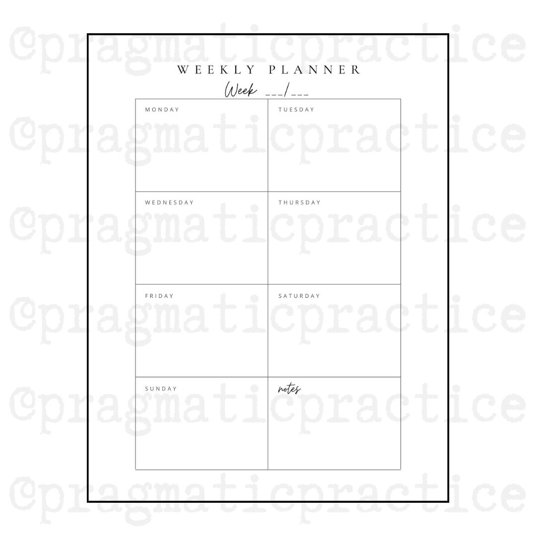 Weekly Planner, Master To-do List, Printable PDF Digital Download, Goal ...