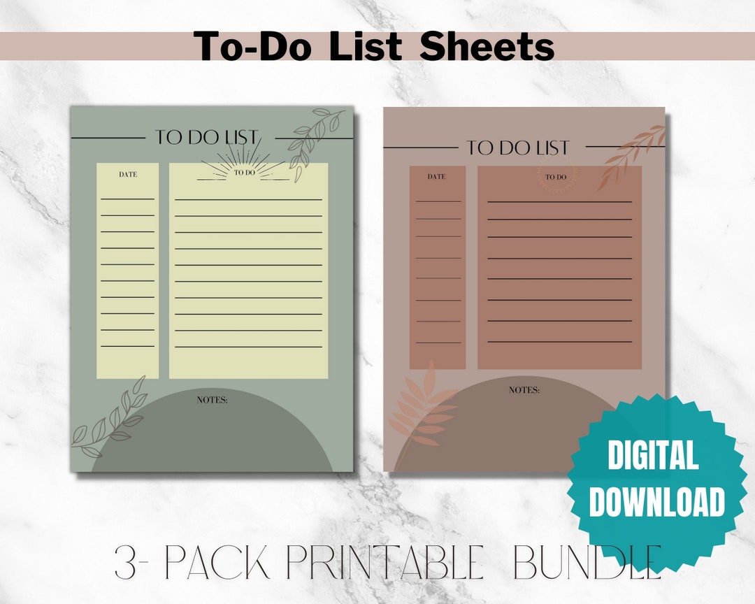 To-do List Sheets for School, College, Office, Daily and Weekly Use ...