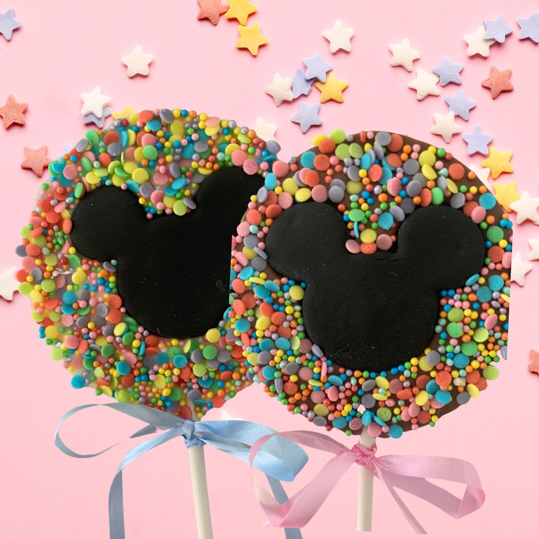 5 X Mickey Mouse Chocolate Lollies, Kids Character Lolly, Gender Reveal ...