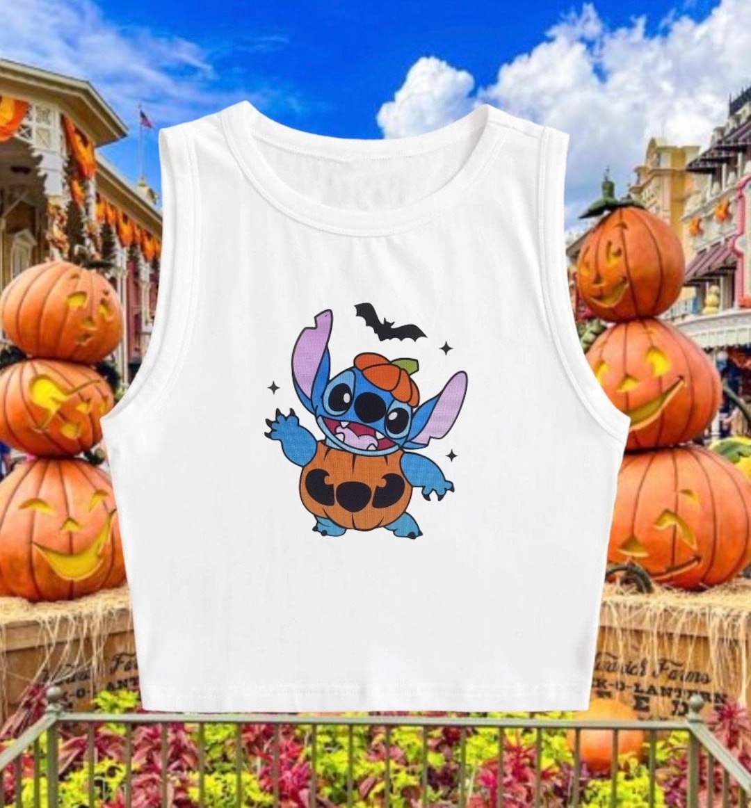 Stitch Pumpkin Crop Top | Disney Inspired Crop Top | Halloween Crop Top ...