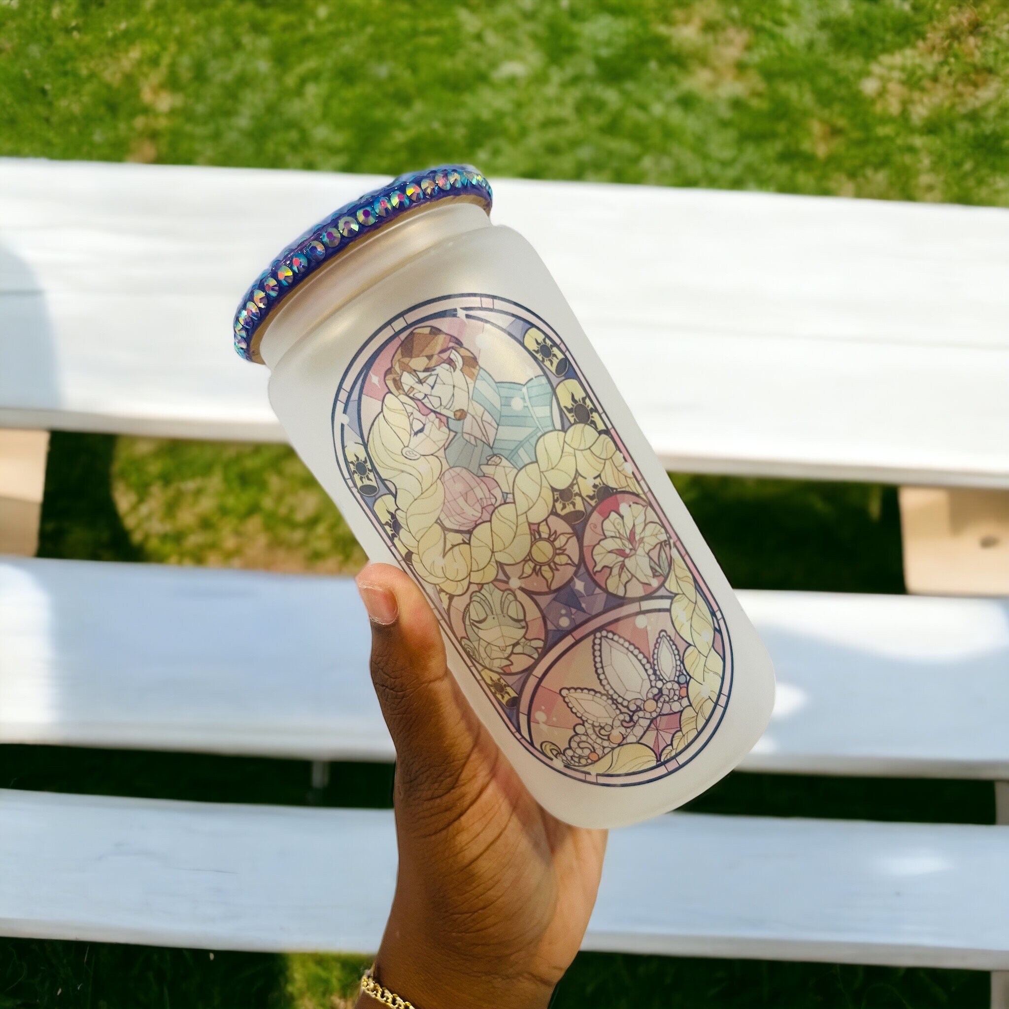 16oz Rapunzel Glass Can Tangled Rapunzel Glass Tumbler Iced - Etsy