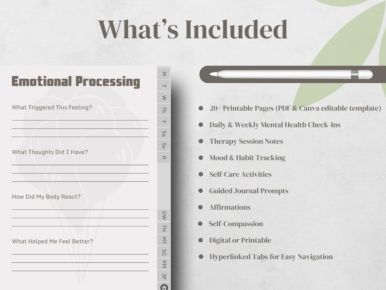 Printable Mental Health Journal | Self-care & Wellness Planner ...