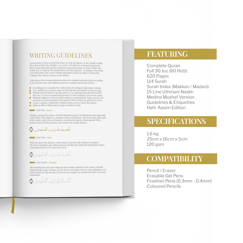 Quran Trace: Medina Uthmani Script, Hardcover (620 Pages) - Etsy