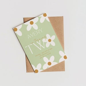 Turning TWO Flower Birthday Invitation | Editable | Printable | Instant ...