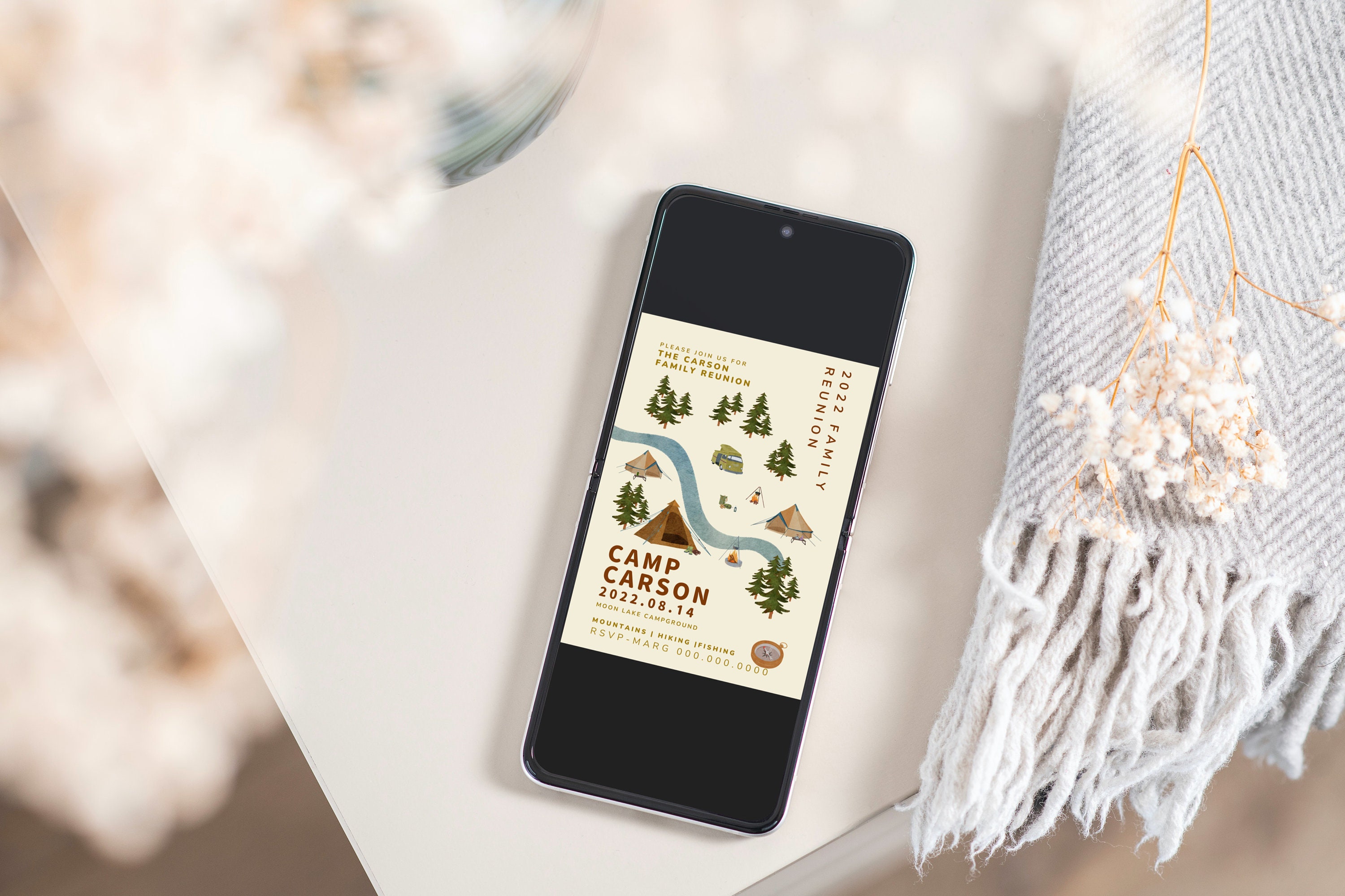 Family Reunion Camping Invitation Template Editable Invite Downloadable ...