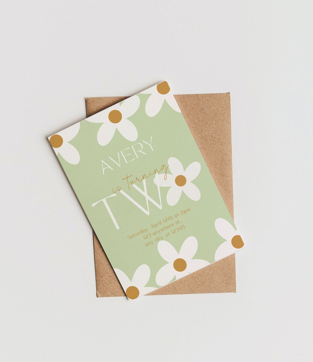 Turning TWO Flower Birthday Invitation | Editable | Printable | Instant ...