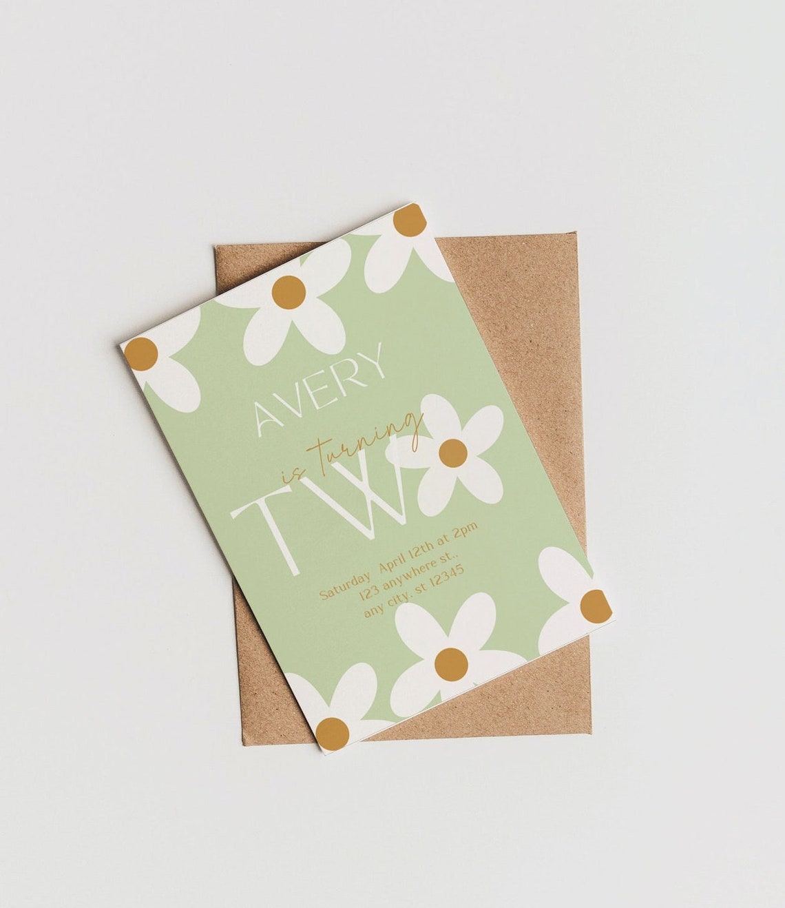 Turning TWO Flower Birthday Invitation Editable Printable Instant ...