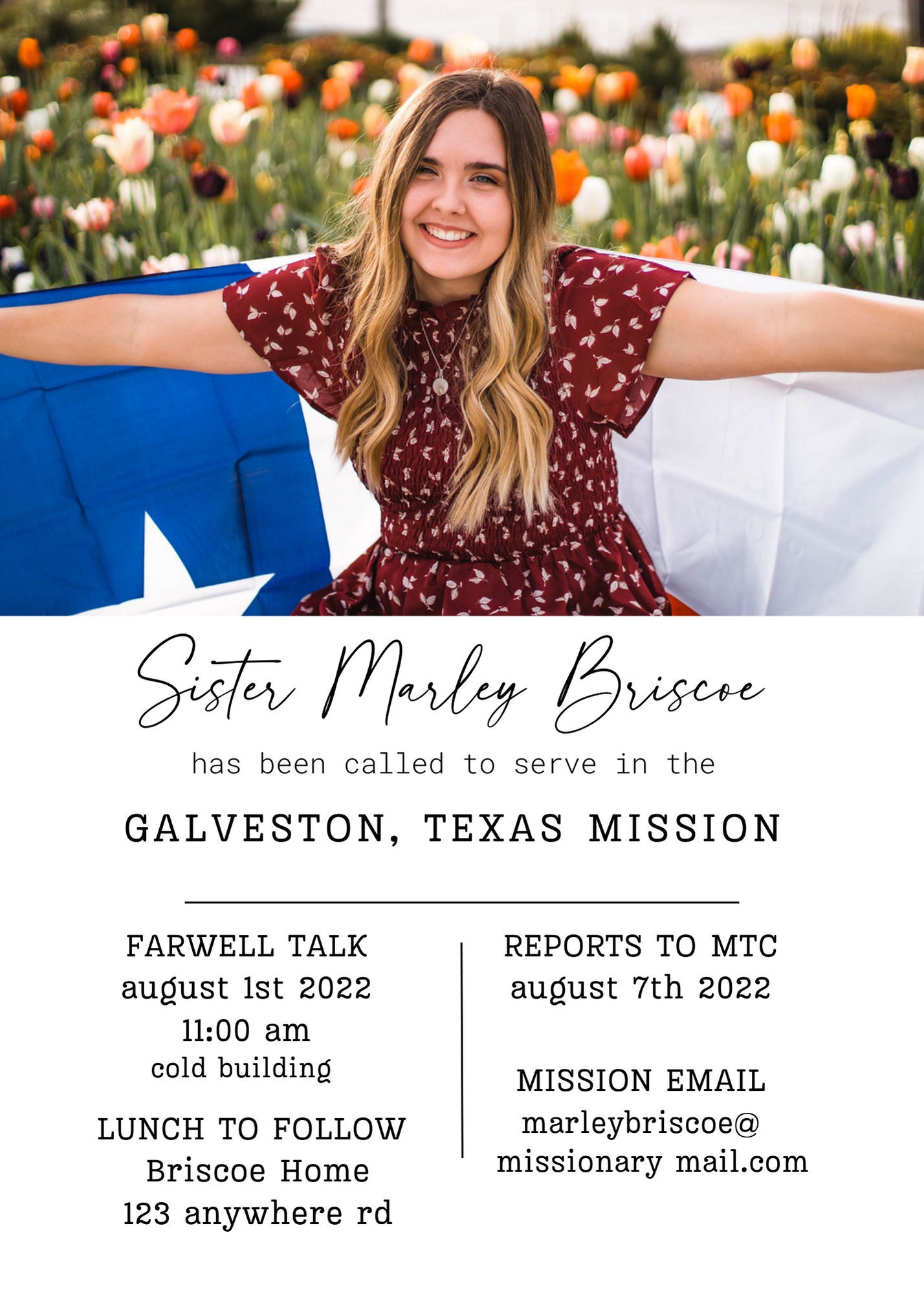 Missionary Announcement LDS Mission Farewell Invitation Editable ...