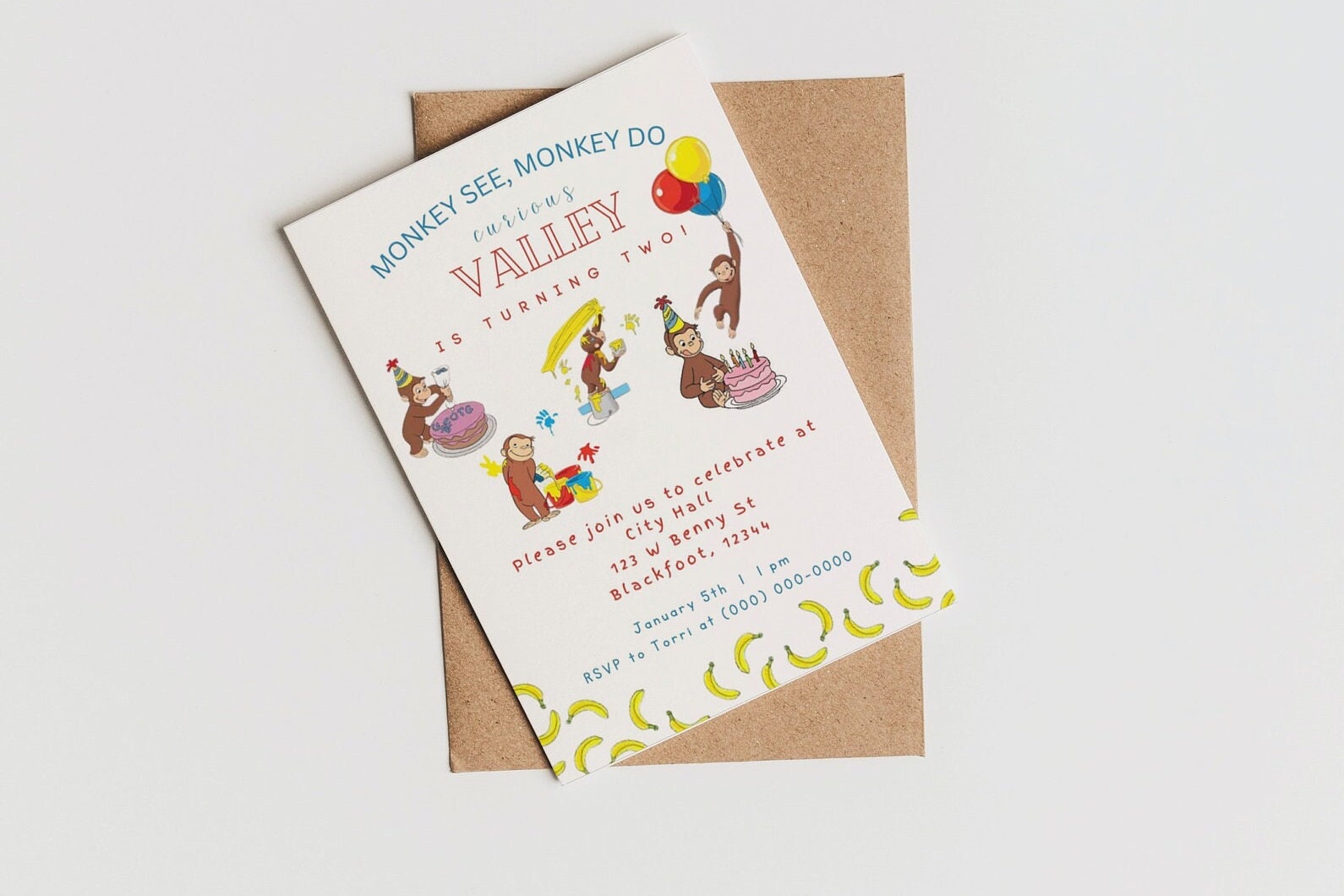 Curious George Birthday Party Invitation Curious George - Etsy