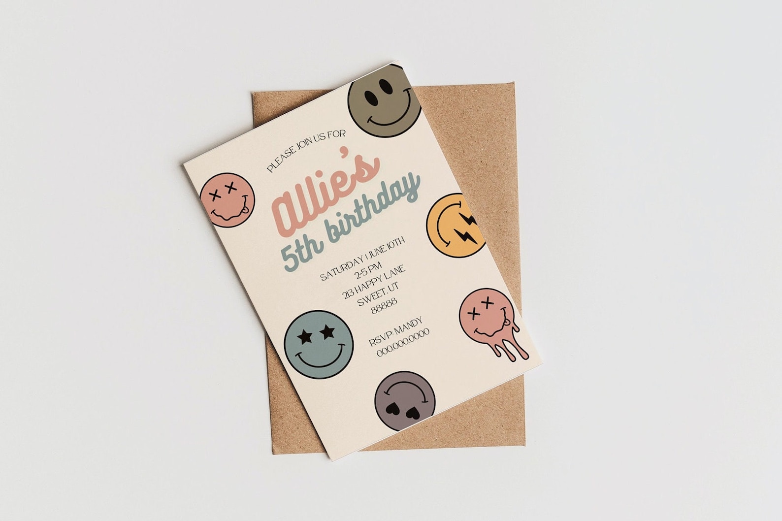 Smiley Face Birthday Invitation, Printable DIY Instant Download ...