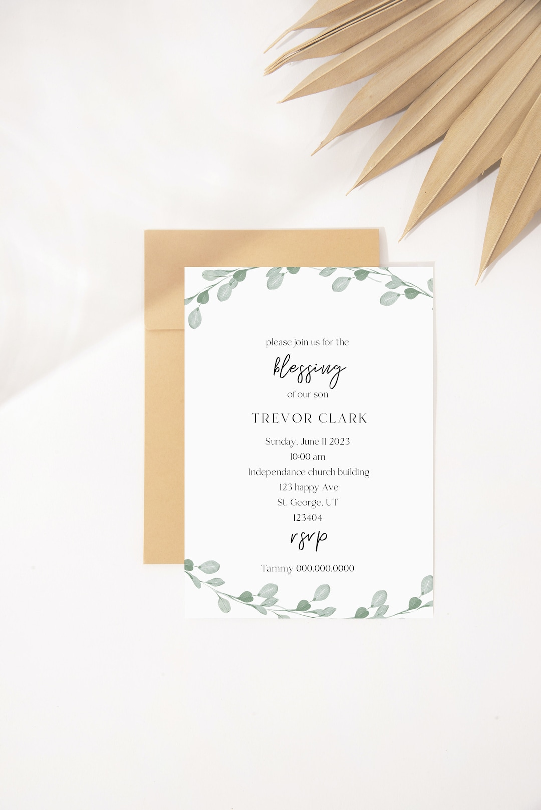 Blessing Invitation Template, Blessing Ceremony Invitation, Printable ...