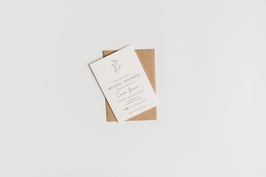 Simple Bridal Shower Invitation | Elegant | Minimal Invite | Minimalist ...