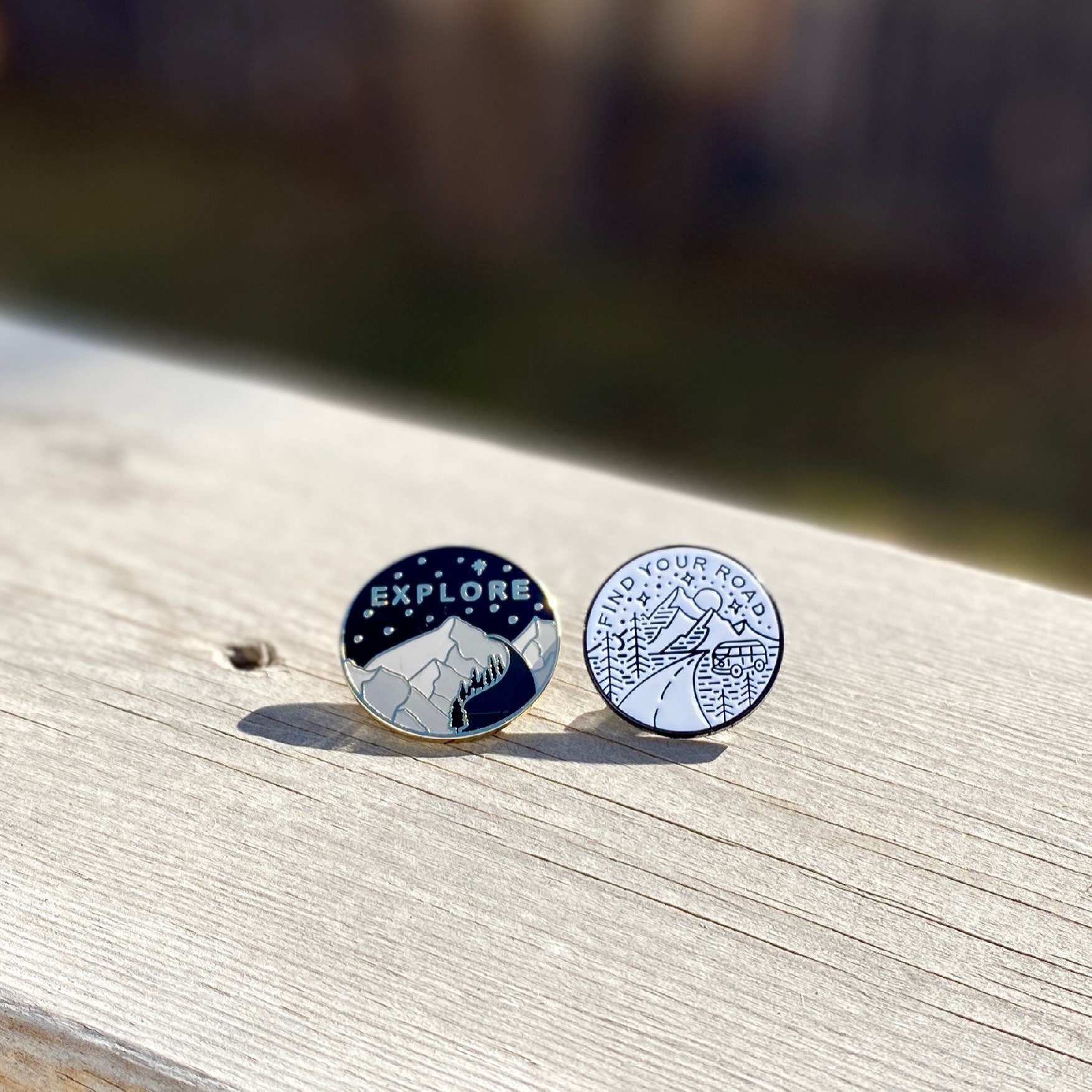 Surprise Pack of 5 Enamel Pins Travel Explore Nature Mountain Landscape ...