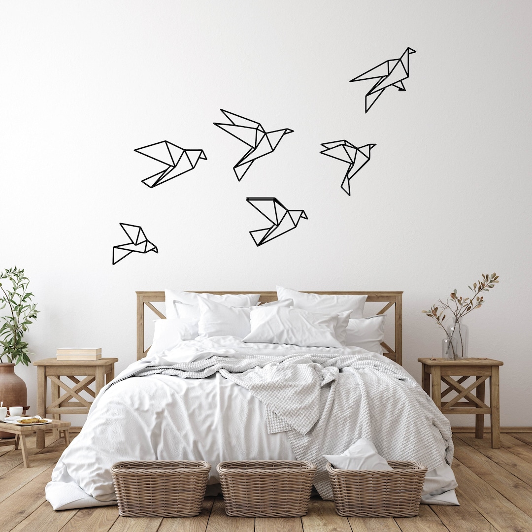 Origami Birds Wall Decals Custom Geometric Home Stickers Nature Animals ...