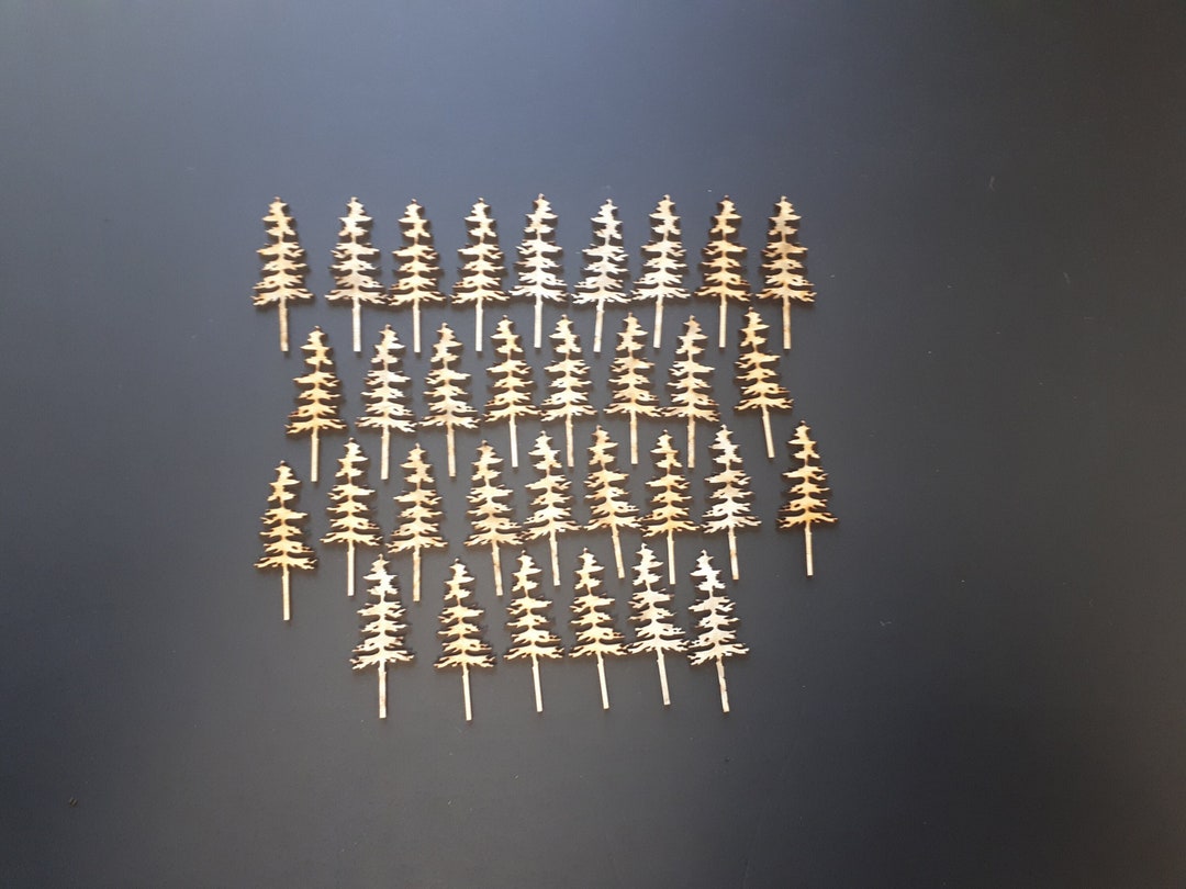 Wooden Tree Cutouts for Crafts 32 Small Evergreen Tree Silhouettes ...