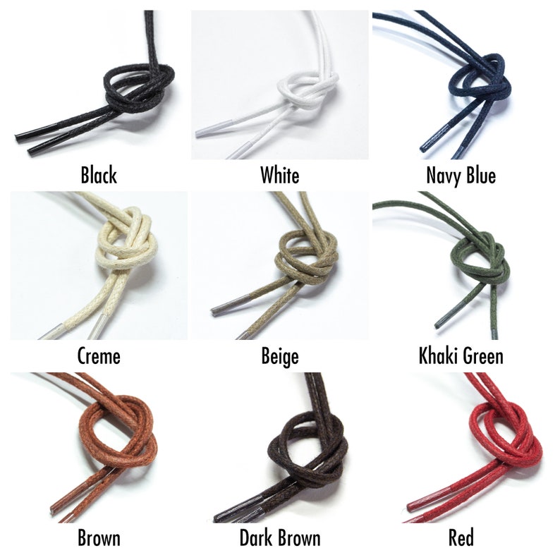 20 to 47 Inch (50 to 120 Cm) Round Waxed Cotton Shoe Laces (72 Pairs ...