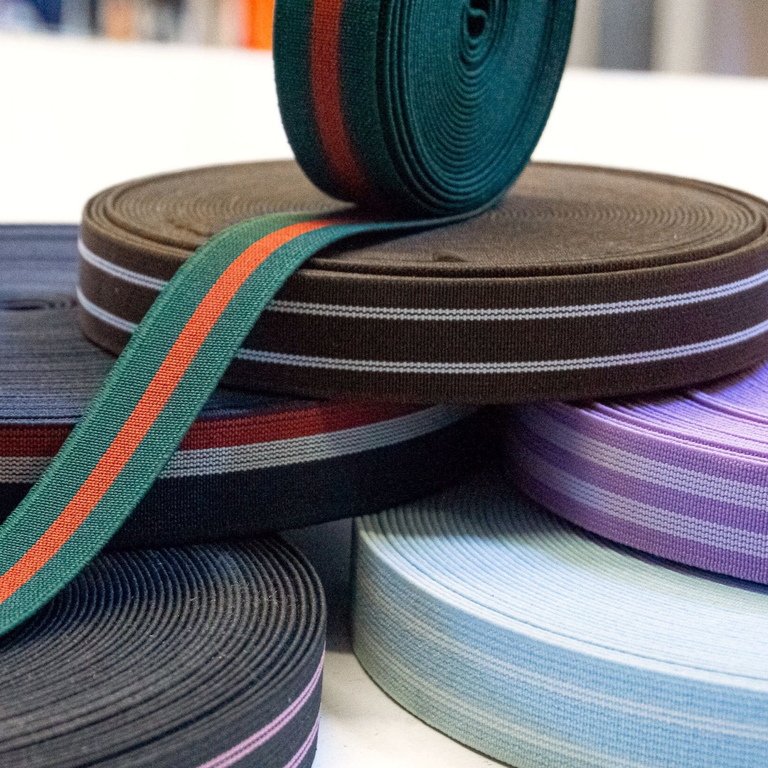 0.8 Inch (20mm) Multicolor Stripes Woven Elastic Ribbon Band ...