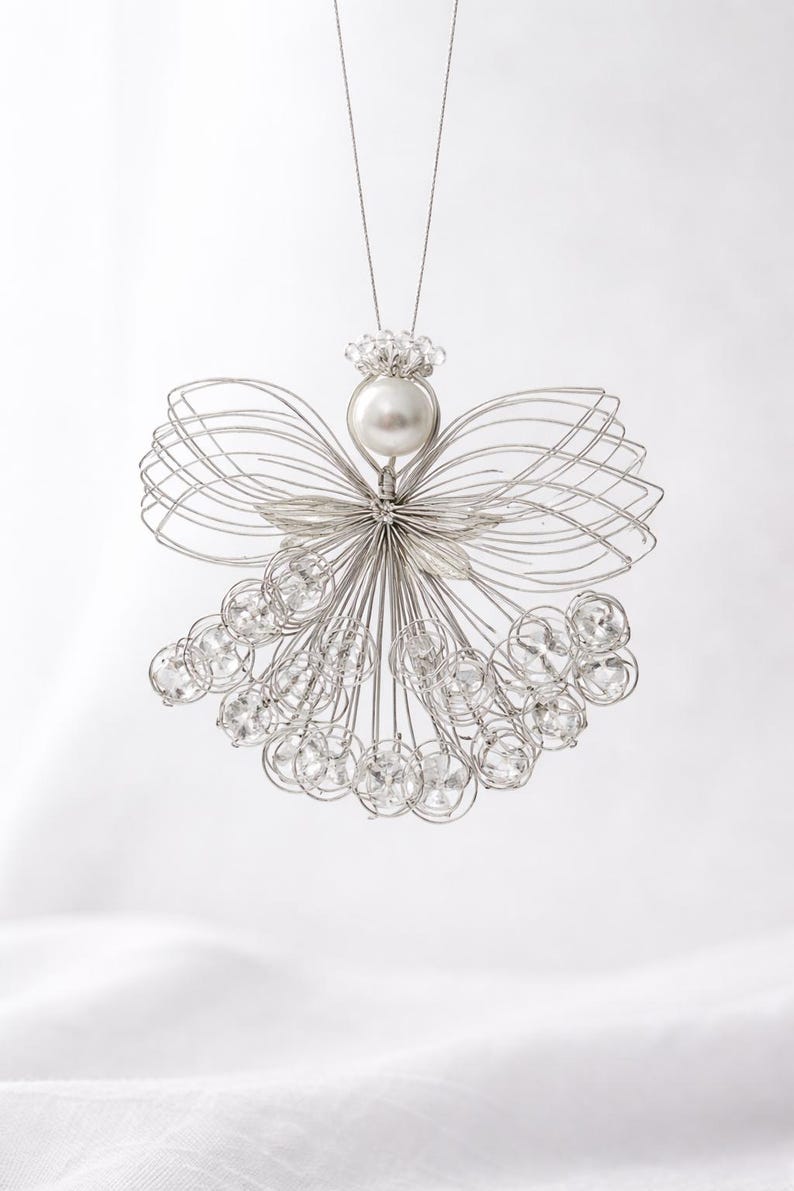 Handmade Silver Wire Angel Ornament – April Birthstone Crystal - Etsy
