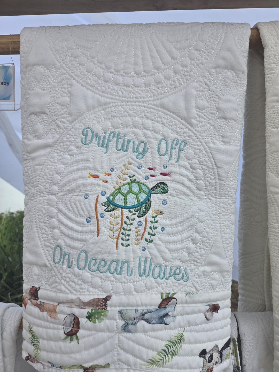 Sea Turtle Baby Quilt – Ocean Blue & Green – “drifting off on Ocean ...