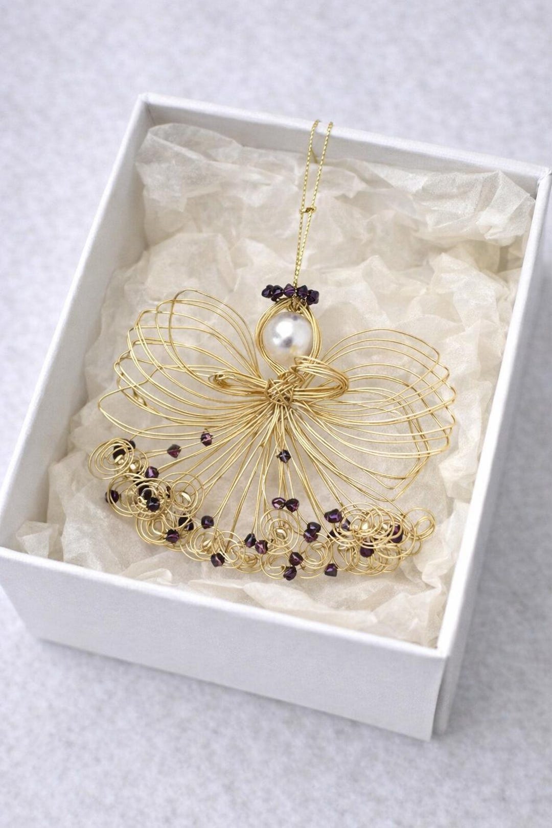 Gold Wire Angel Keepsake With Birthstone – Handmade Guardian Angel Gift ...