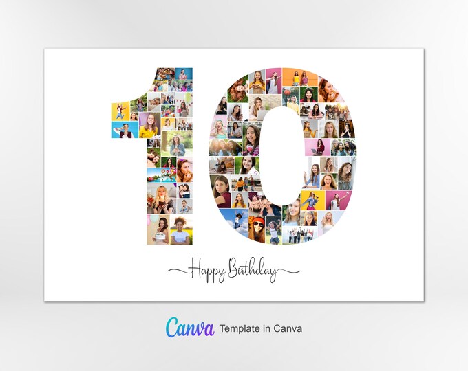 10 YEAR OLD Personalised Photo Collage / Personalised Gifts / Gifts for ...