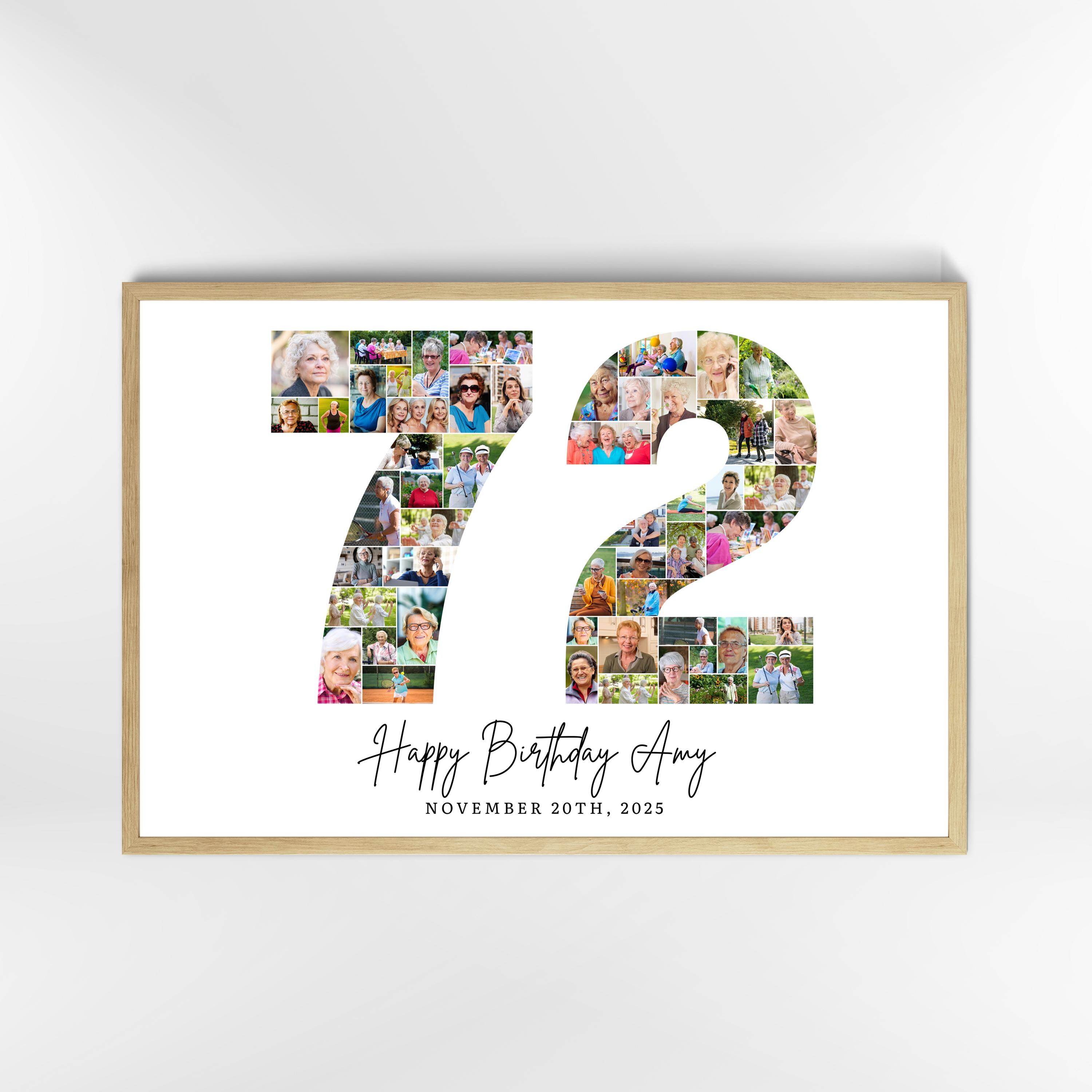 72th Birthday Photo Collage Template, Number 72 Collage, 72th Collage ...