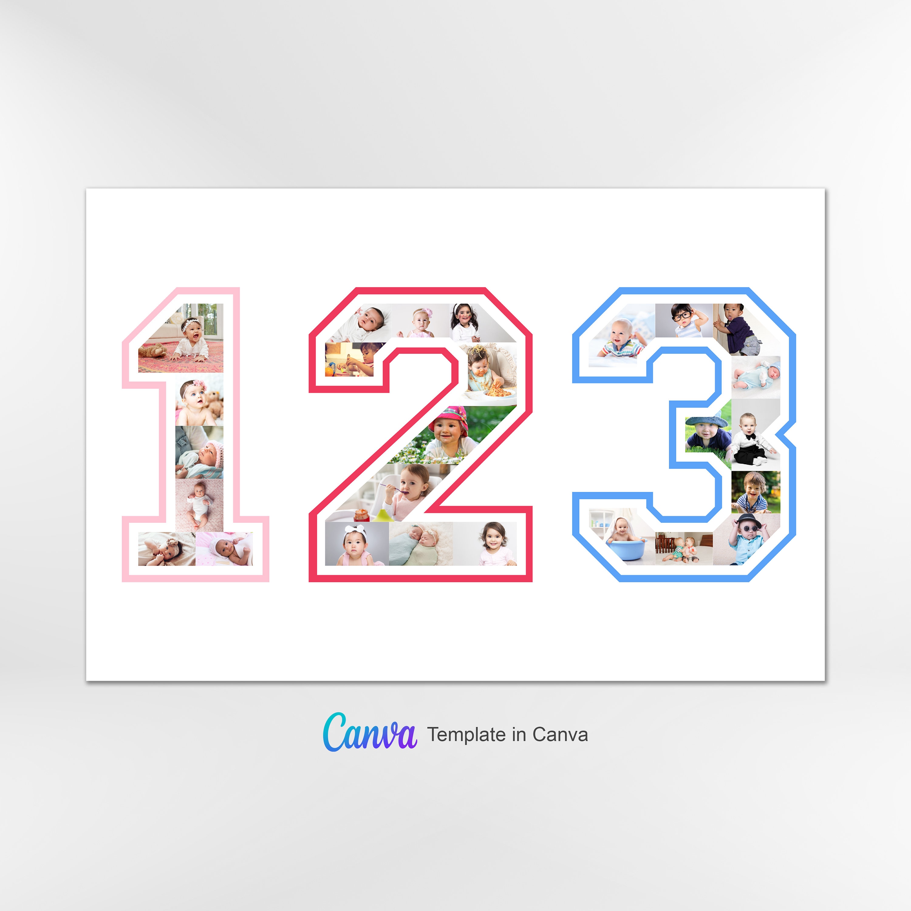 Numbers Photo Collage Template, Number Photo Collage, Sports Number ...