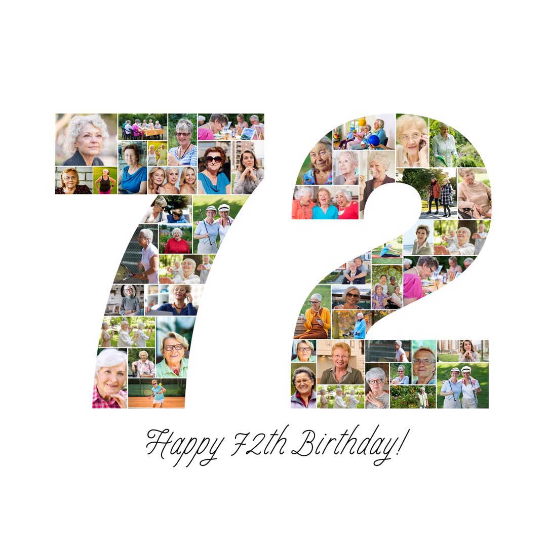 72th Birthday Photo Collage Template, Number 72 Collage, 72th Collage ...