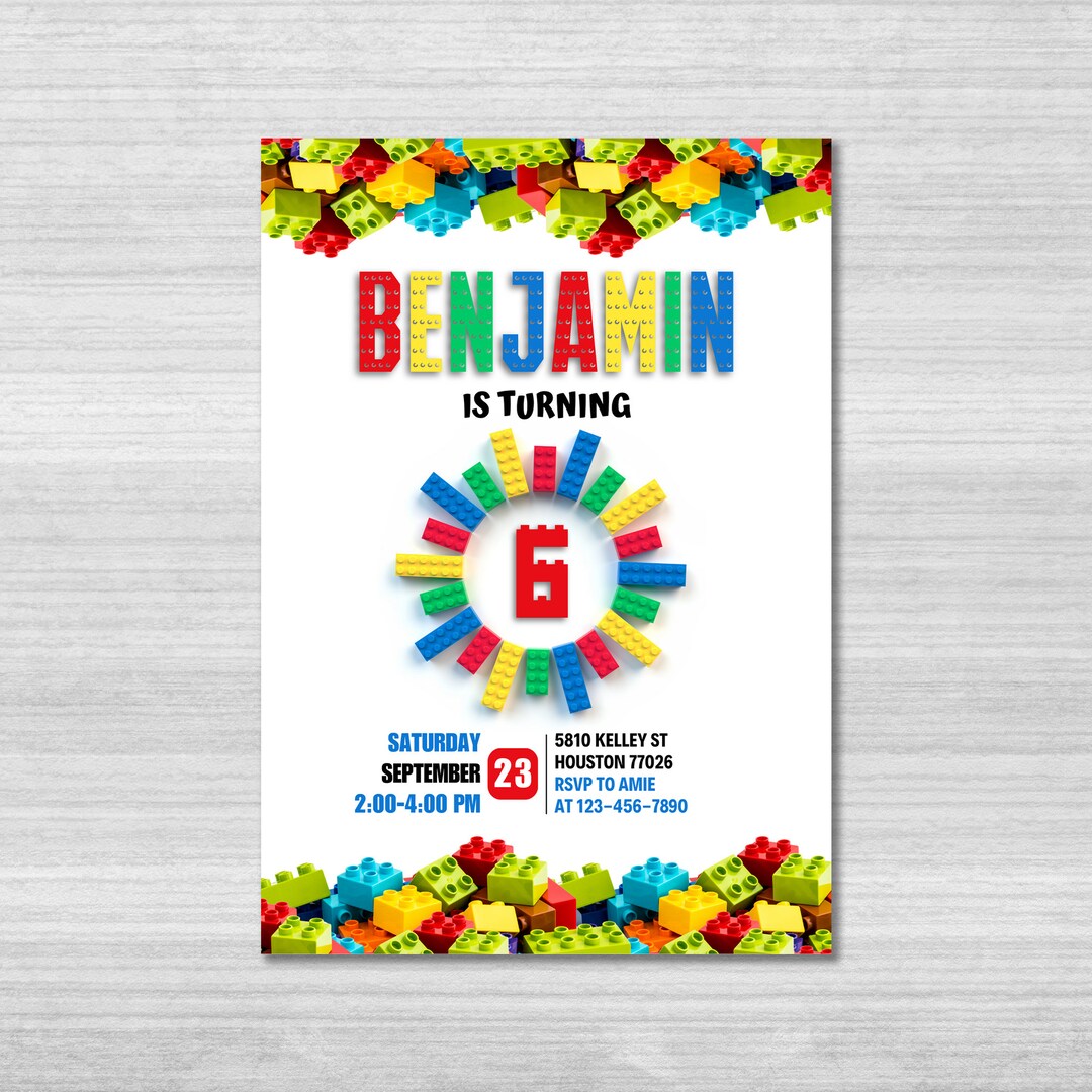 Building Blocks Birthday Invitation Template, Building Blocks ...