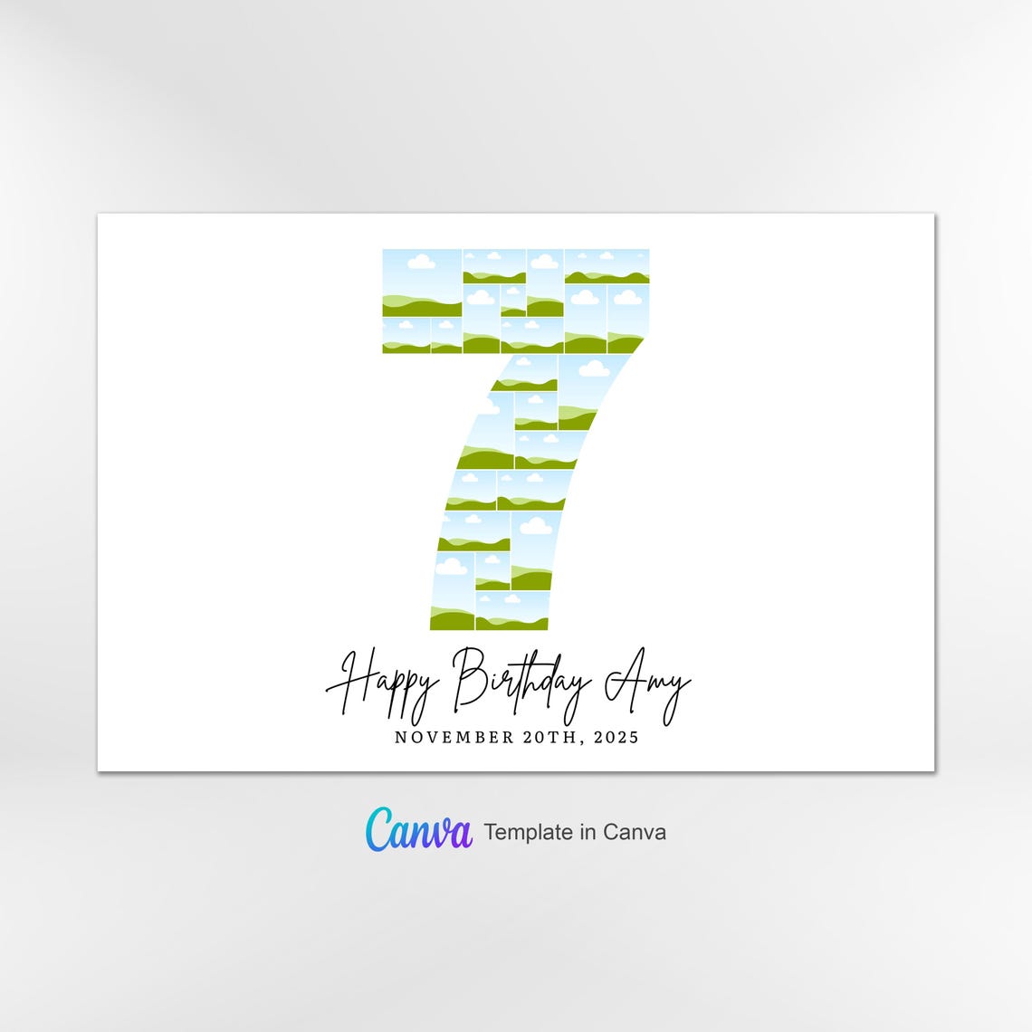 7th Birthday Photo Collage Template, Number 7 Collage, 7th Collage ...