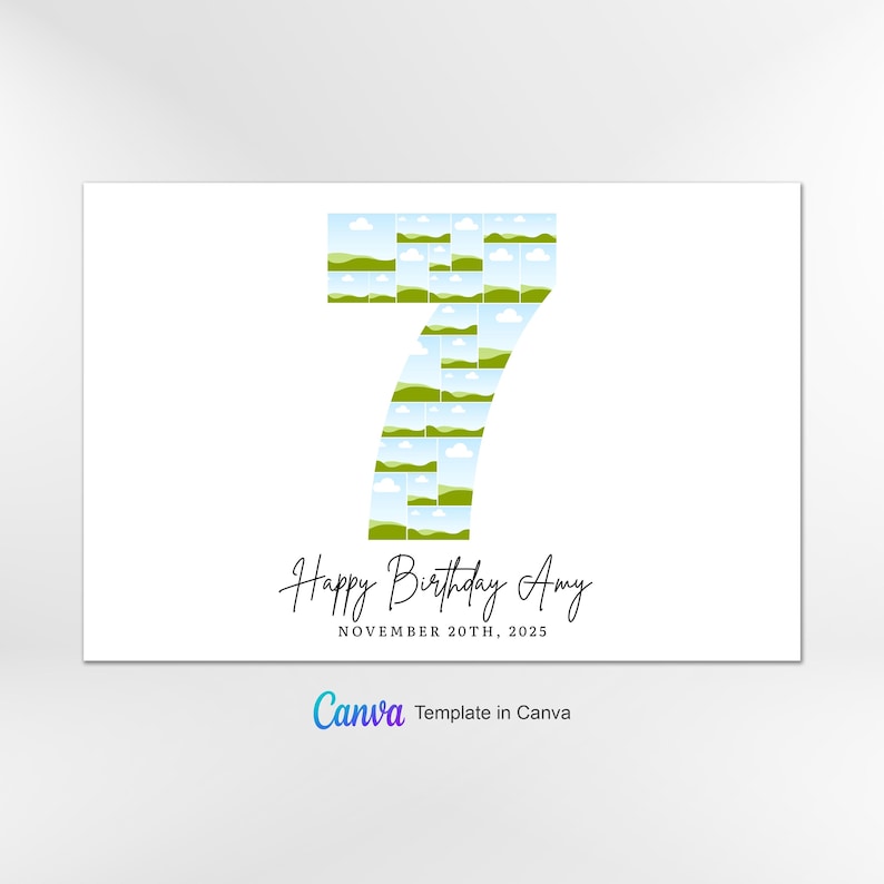 7th Birthday Photo Collage Template, Number 7 Collage, 7th Collage ...