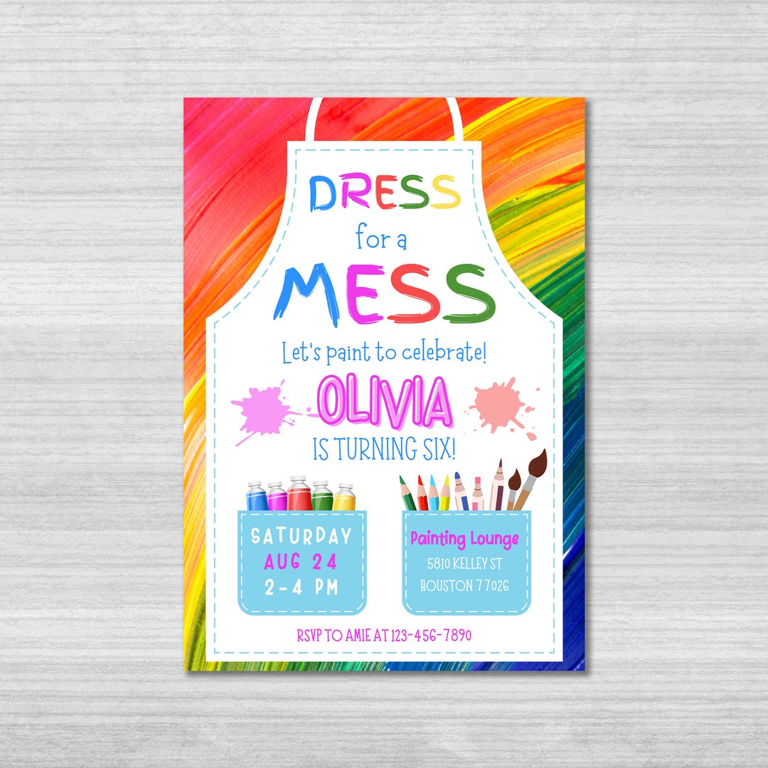 Painting Party Invitation Template, Art Birthday Invite, Art Party ...