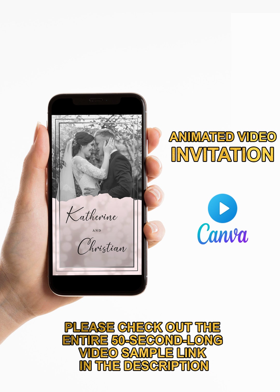 Wedding Video E-invite, Elegant Rose Gold Invitation, Animated Card ...