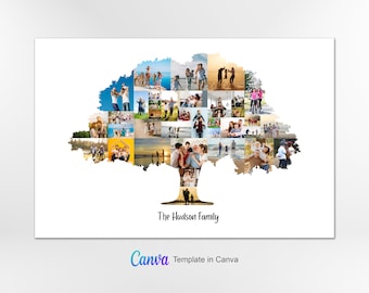 Canva Family Tree Photo Collage Templates 46 Pcs Inside Editable Canva ...