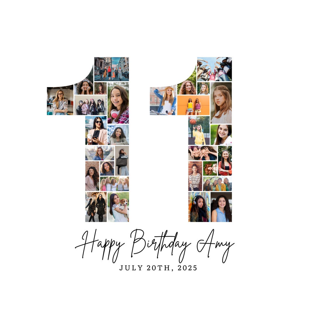 11th Birthday Photo Collage Template, Number 11 Collage, 11th Collage ...